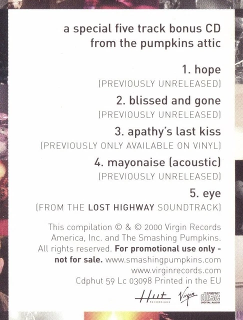 CD PROMO THE Smashing Pumpkins Still Becoming Apart Cardboard Sleeve ...