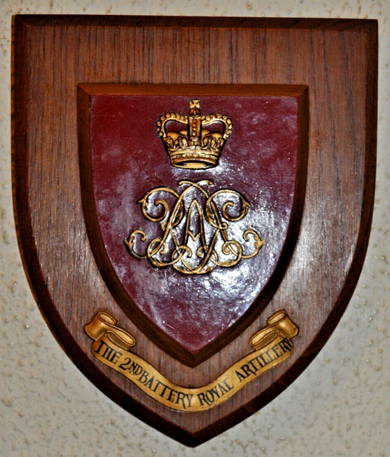 VINTAGE 2ND BATTERY Royal Artillery regimental mess wall plaque shield ...