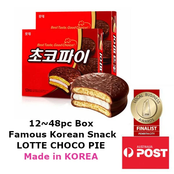12-48PC BOX OF Famous Korean Snack Chocolate Marshmallow Cake LOTTE ...