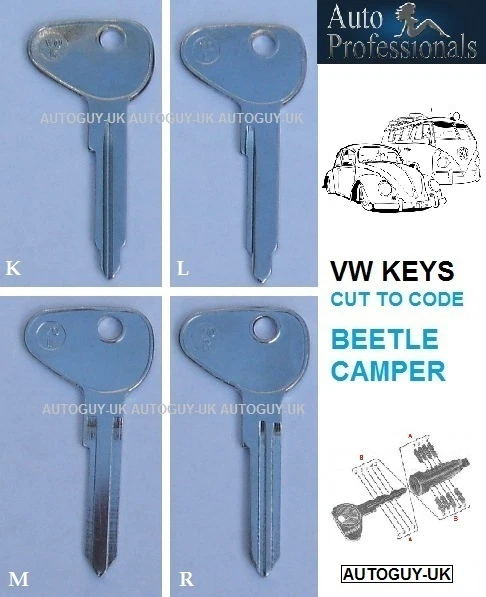VOLKSWAGEN BEETLE & Camper Van - Bus Keys Cut To Your Code - Early Bay ...