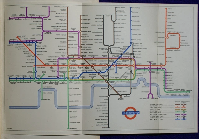 LONDON TRANSPORT UNDERGROUND Timetable Times Map H C Beck Central ...