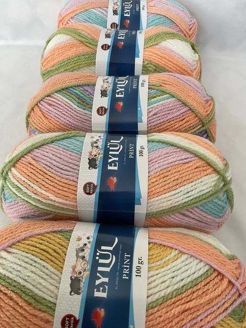 EYLUL ARAN VARIEGATED Knitting Crochet Yarn Wool 10x100g Balls ...