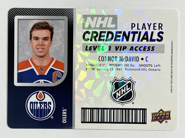 2017-18 UD MVP Connor McDavid Player Credentials accès VIP #NHL-CM ...