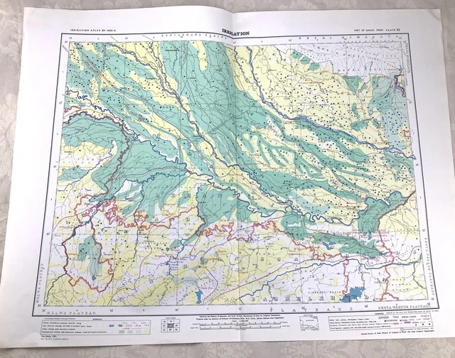 1972 LARGE VINTAGE Map of India The Ganges River Basin Ganga Lucknow ... 1972 LARGE VINTAGE Map of India The Ganges River Basin Ganga Lucknow ...