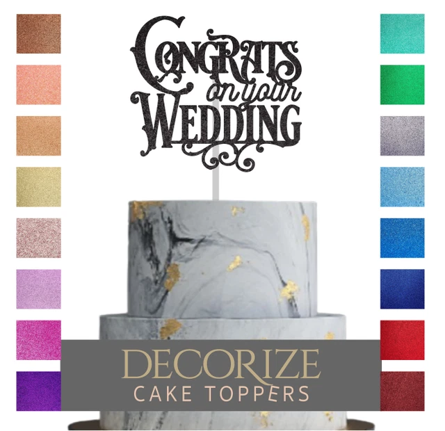 CONGRATULATIONS ON YOUR WEDDING Glitter Cake Topper Nikkah Mehndi ...