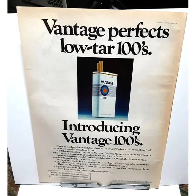 VANTAGE LOW TAR Cigarettes vintage 1977 Magazine Print Ad $5.99 - PicClick