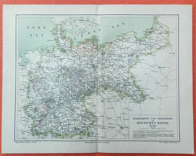 RAILWAY LINES GERMAN Reich network map state railways private railways ...