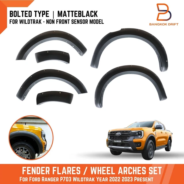 BOLTED MATTEBLACK FENDER Flare Arch Ford Ranger P703 22-23 Wildtrak Non ...