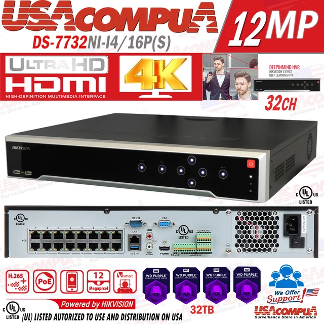 HIKVISION 32CH NVR 4k ColorVu Security IR IP Camera CCTV System Outside ...