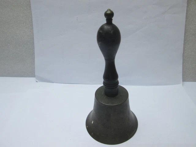 VINTAGE BRASS DINNER Bell Wooden Handle 16CMS Home Decor Prop £9.89 ...