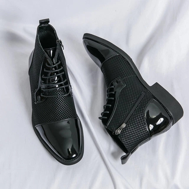 MENS CHELSEA BOOTS Leather Dress Boots Stylish Classic Retro Slip On ...