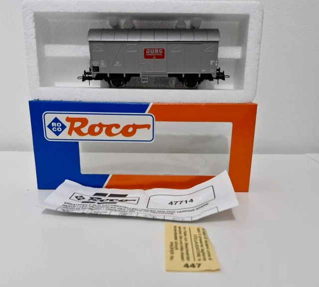 ROCO SPUR H0 47714 gedeckter Güterwagen grau , DB, DC, KKK NEM,Analog,Epoche III EUR 22,49 ...