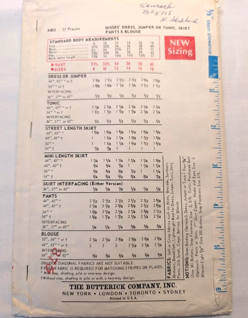 VINTAGE 1960S BUTTERICK Sewing Pattern Women's JUMPER BLOUSE 5403 Size ...