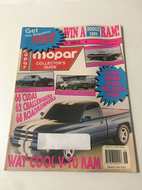 MOPAR COLLECTOR'S GUIDE MCG June 1994 Magazine Back Issue £9.06 ...