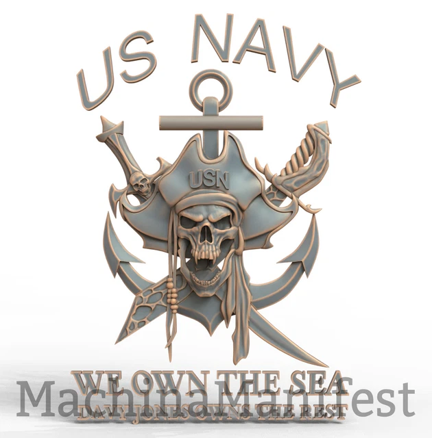 3D MODEL STL File for CNC Router/Laser & 3D Printer 2724. US NAVY SKULL £2.70 - PicClick UK