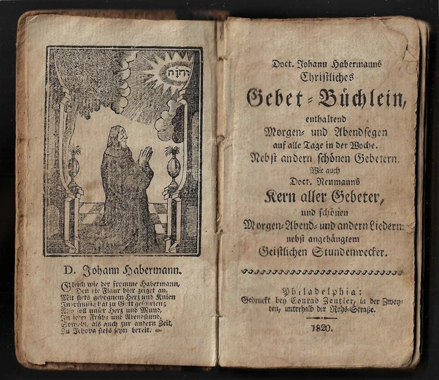 JOHANN HABERMANN CHRISTLICHES Geb-Buchlein Philadelphia 1820 deutsch ...