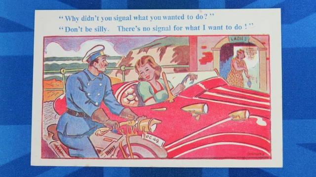 RISQUE COMIC POSTCARD 1930s Vintage Classic Police Motorcycle Motorbike ...