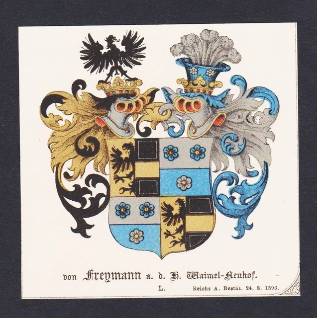 19.JH. VON FREYMANN Wappen Heraldik coat of arms heraldry Litho EUR 11 ...
