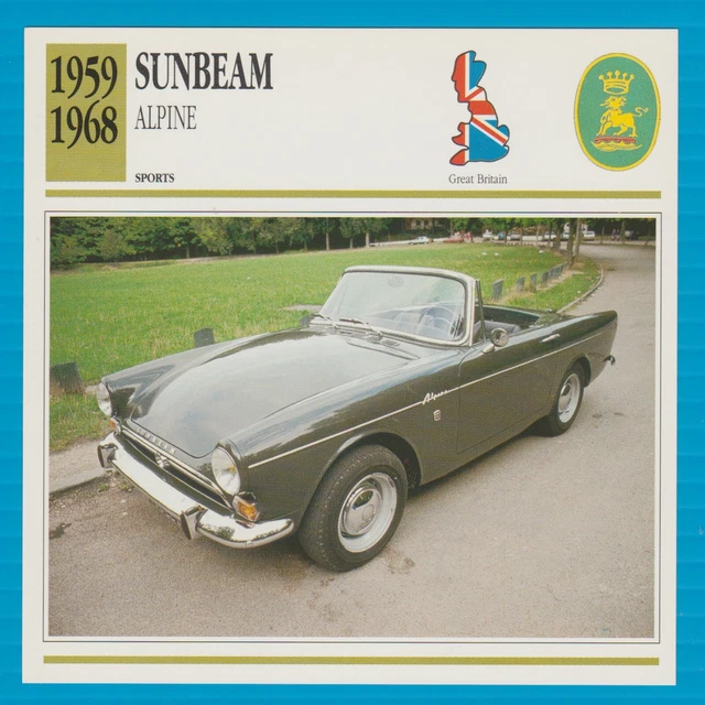 SUNBEAM ALPINE SPORTS Car 1959-1968 Classic Collector Card £2.39 ...