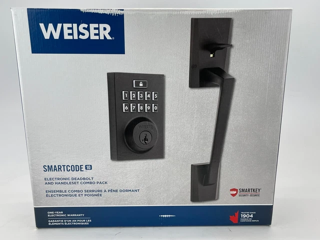 Weiser Smartcode 10 Electronic Deadbolt And Handleset Combo Pack As Is