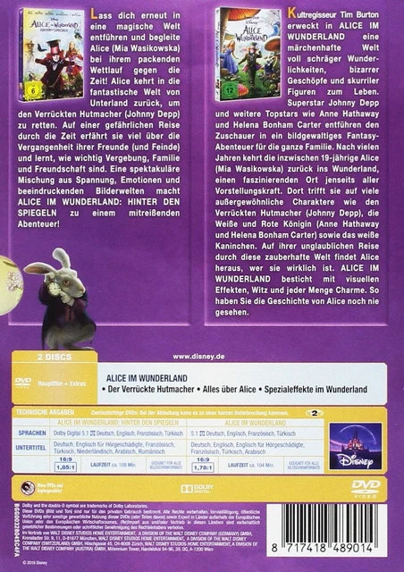 ALICE IM WUNDERLAND 1+2 (DVD) Christopher Lee Crispin Glover Tim Burton ...