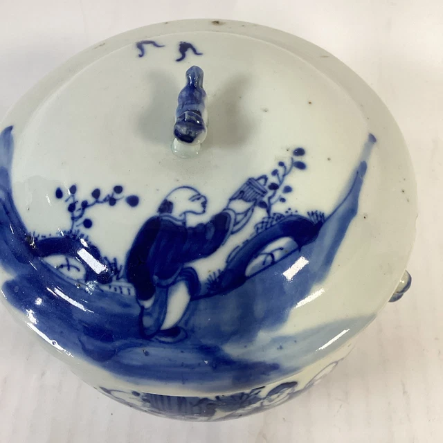 ANTIQUE 1851-1861 CHINESE Blue And White Porcelain Kamcheng Covered Jar ...