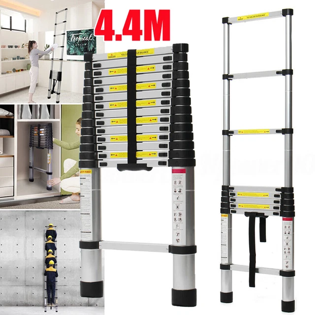 HEAVY DUTY ALUMINUM 4.4M Telescopic Ladder Multi-Purpose Extendable ...