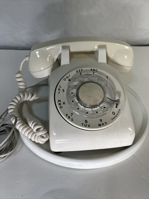 VINTAGE ROTELCOM ROTARY Dial Desk Phone Telephone Untested White Cream ...
