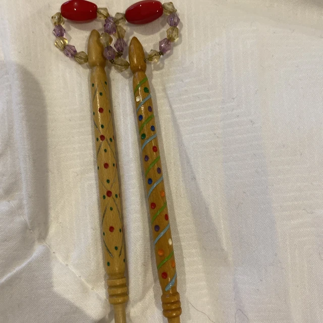 LACE BOBBINS PRETTY polka dot design with spangles light wood £5.44 ...