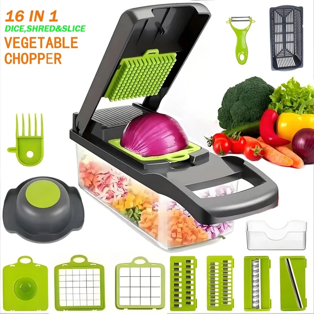 VEGETABLE CHOPPER 16-IN-1 Food Choppers Veggie Slicer Cutter Dicer ...