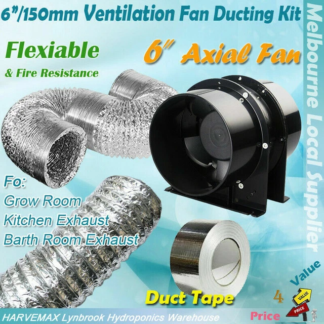 HYDROPONICS 4&/5&/6& SILENT Grow Fan Ducting House Ventilation Kit $69. ...