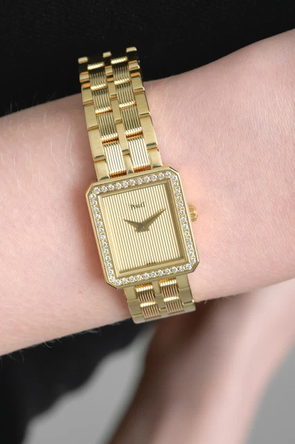 PIAGET LADIES TANK Watch 20mm 18k Gold Diamond Protocole Solid Bracelet ...