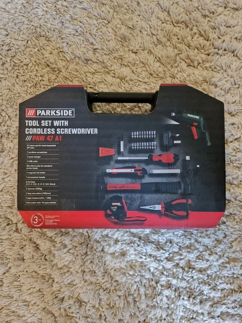 PARKSIDE TOOL SET with Cordless Screwdriver 47 Piece Set £42.32 ...