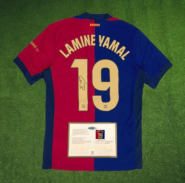 SIGNED LAMINE YAMAL Barcelona 24/25 Home Football/soccer Printed ...