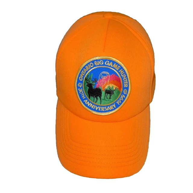NOS ONTARIO BIG Game Hunter Blaze Orange Hunting Hat Patch SnapBack ...