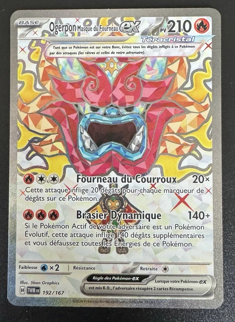 CARTE POKÉMON OGERPON Masque du Fourneau ex 192/167 EV06 Full Art FR EUR 1,00 - PicClick FR