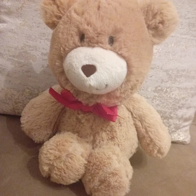 TESCO TEDDY BEAR Soft Toy Red Ribbon £7.58 - PicClick UK