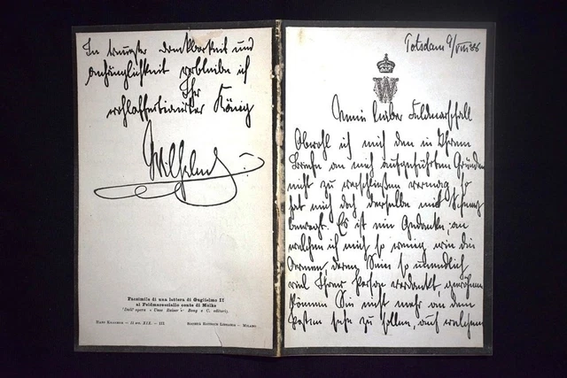 FAC SIMILE DI una lettera di Guglielmo II al Feldmaresciallo conte di ...
