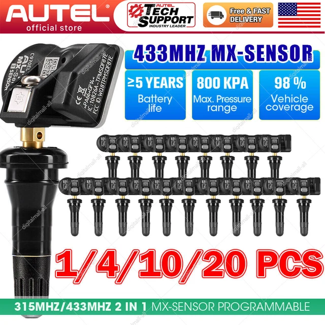 AUTEL TPMS MX-SENSOR 315MHz + 433MHz Programmable Universal Rubber ...