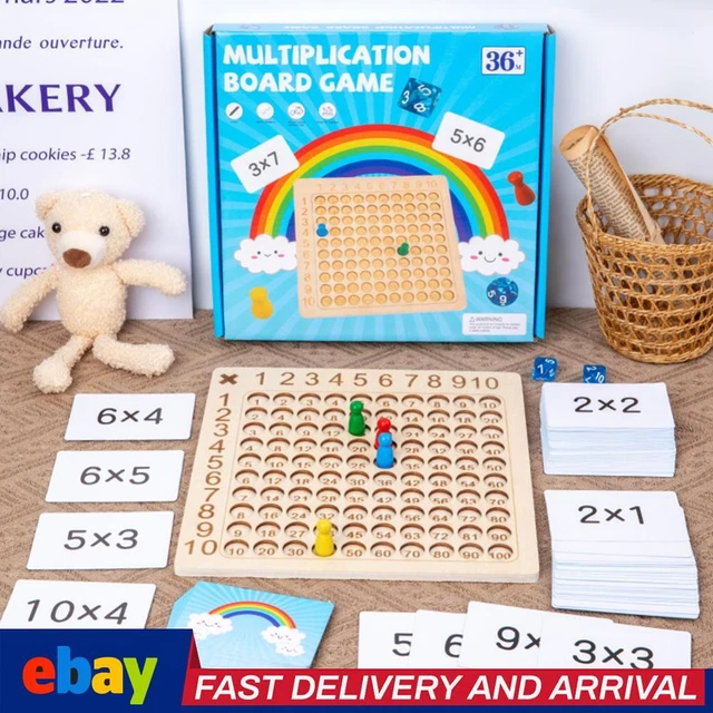 WOODEN BOARD GAME Early Learning Montessori Arithmetic Math Board for 7 ...