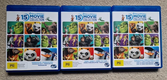 DREAMWORKS 15 MOVIE Collection Blu Ray Set - Shrek 1-4, Kung Fu Panda 1 ...