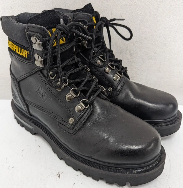CATERPILLAR WALKING MACHINE Black Leather Wide Width Boots, Uk6 Us7 ...