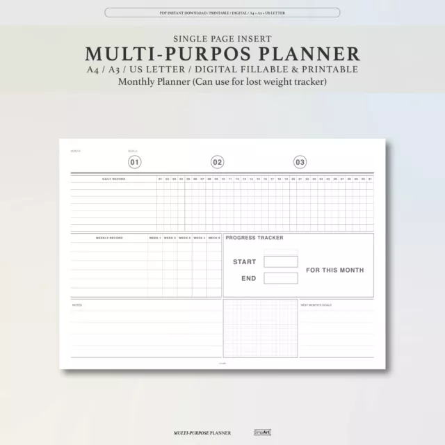 MULTI-PURPOSE MONTHLY PLANNER | Fitness PDF Digital Printable - Digital ... MULTI-PURPOSE MONTHLY PLANNER | Fitness PDF Digital Printable - Digital ...