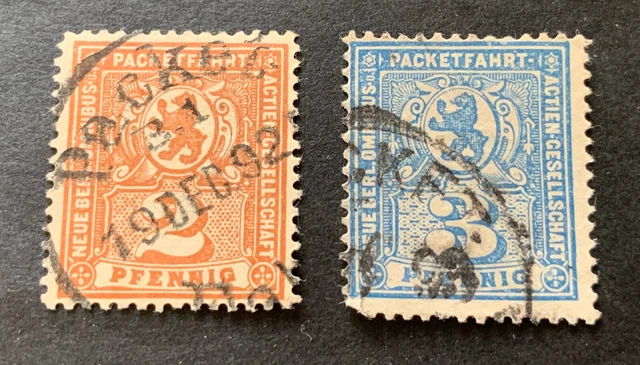 NEUE BERL. OMNIBUS Packetfahrt AG - Germany 1892 - 2 used stamps EUR 2 ...