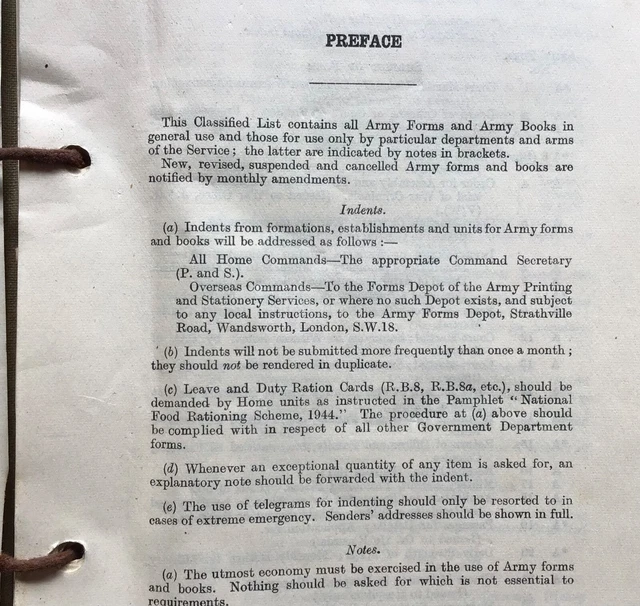 ORIGINAL BRITISH ARMY Manual/Handbook: List Of Army Forms & Books, 1947 ...