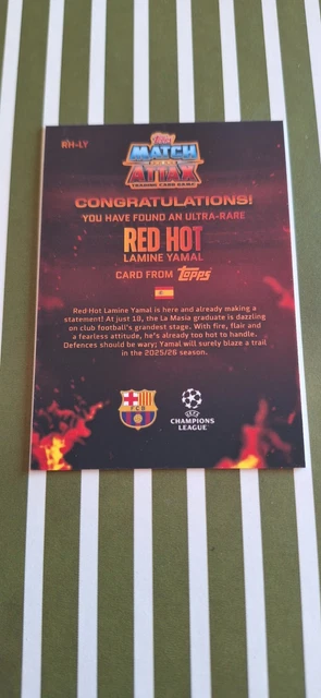 TOPPS MATCH ATTAX 2025/26 Lamine Yamal Red Hot Ultra Rare Card 1:250 RH ...
