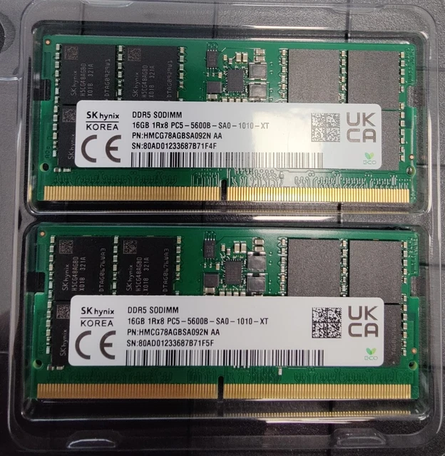 SK HYNIX 32 GB RAM DDR5 memoria di lavoro 5600 MHz 2 x 16 GB HMCG78AGBSA092N EUR 89,99 - PicClick IT