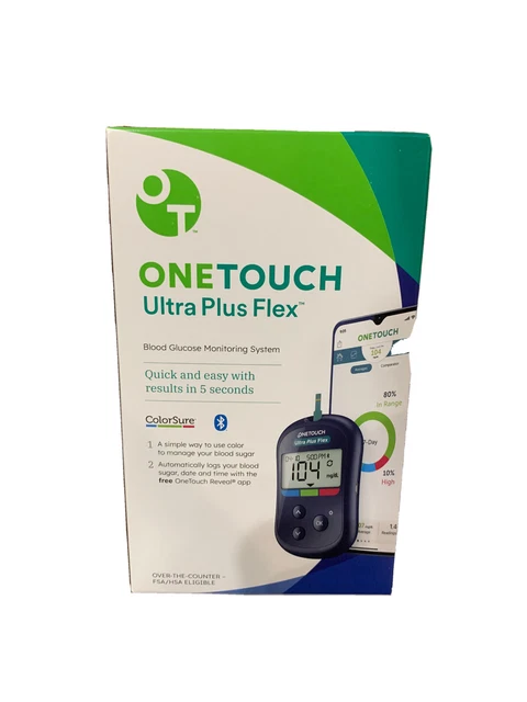 ONE TOUCH ULTRA Plus Flex Meter Blood Glucose Monitoring System. Blood ...