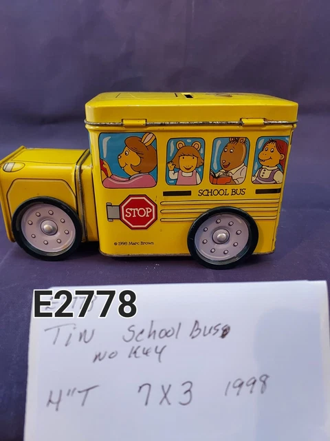 VINTAGE PBS KIDS Arthur Tin School Bus Bank Marc Brown 1998 £15.77 ...