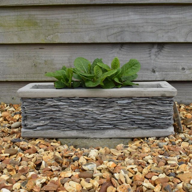 WESTCOTT ANN SLATE Trough Planter. Large 54cm. Outdoor frost proof pot ...